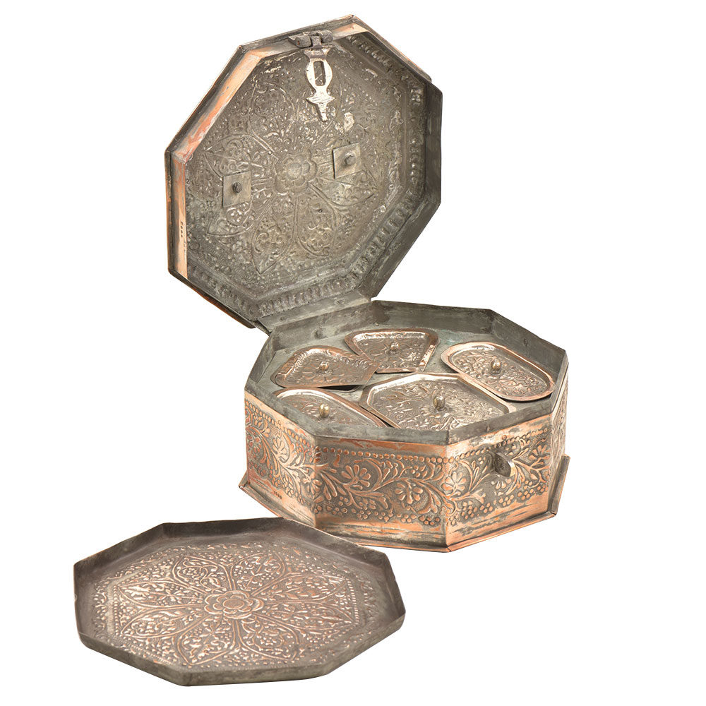 Mughal Style Indian Tinned Copper Pandan Box