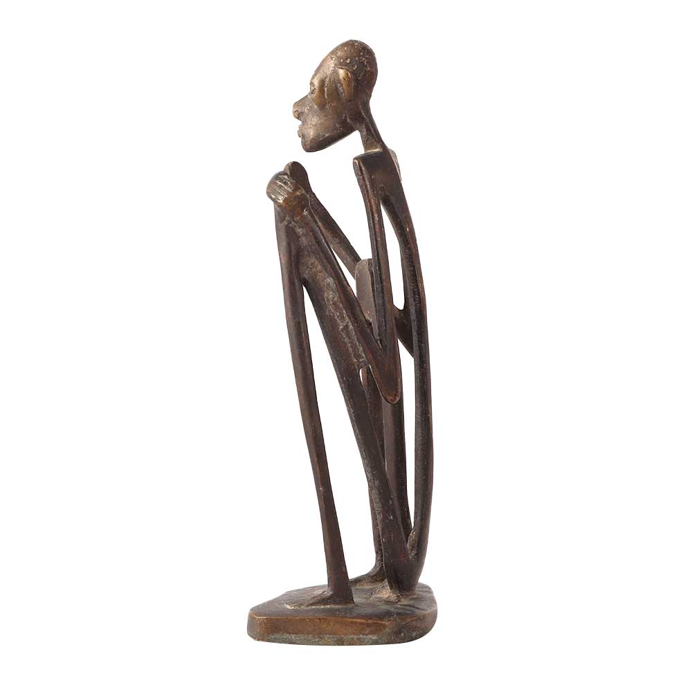 Brass Elongated Old African man Statue