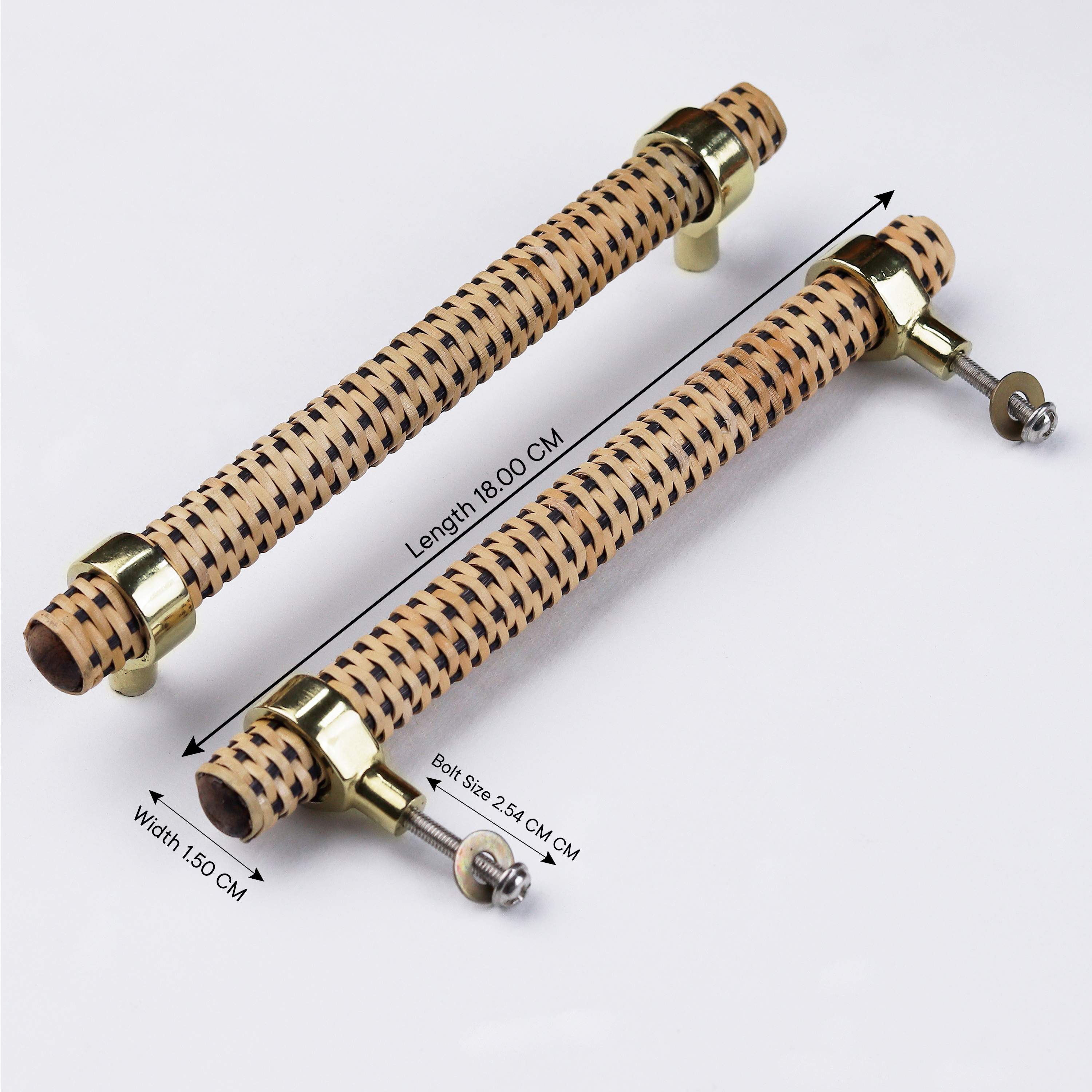 Adjustable Natural Black Round Rattan Drawer Handles (7 Inch)